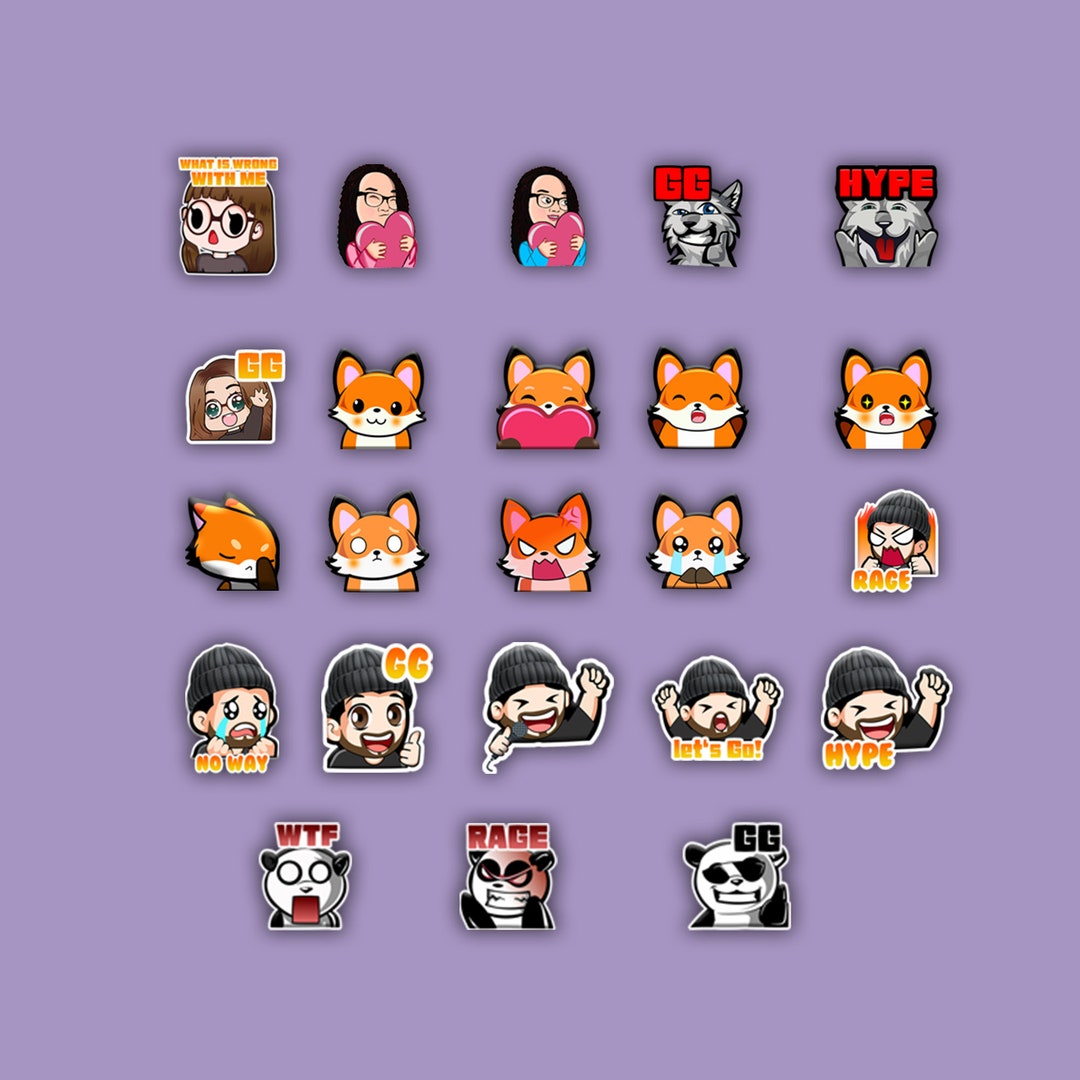 Dynamic 23 Piece Pack of Twitch Emotes Expressive Emotes for Streamers ...