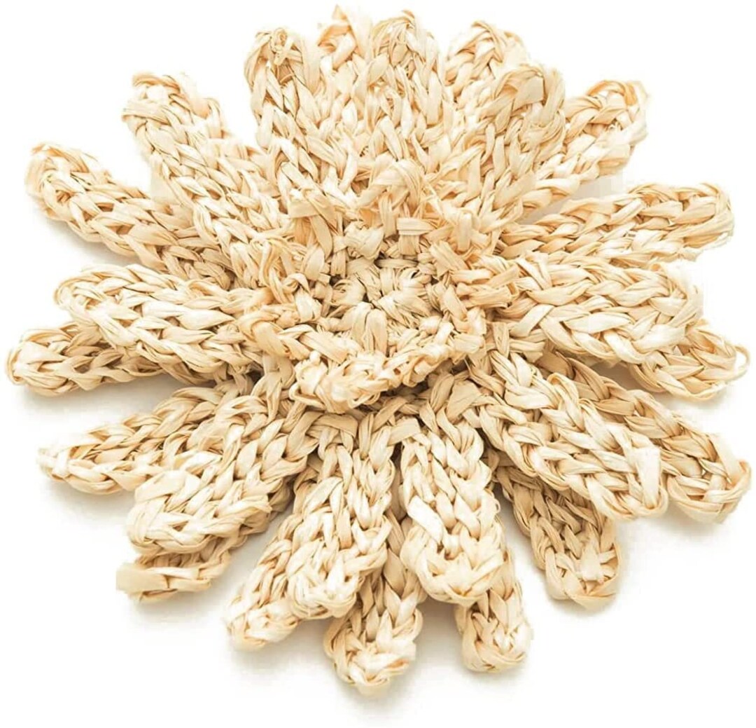 Natural Raffia Straw Hand-crochet Gerbera Flower Corsage - Etsy