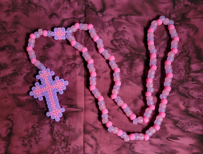 Kandi Cross Necklace/rosary *glow in the Dark* - Etsy