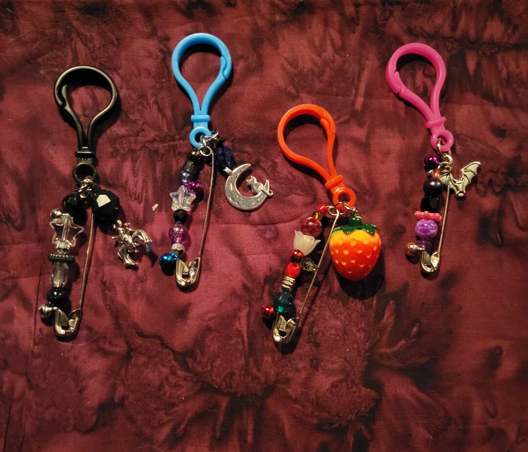 Whimsigoth Beaded Safety Pin Keychain - Etsy