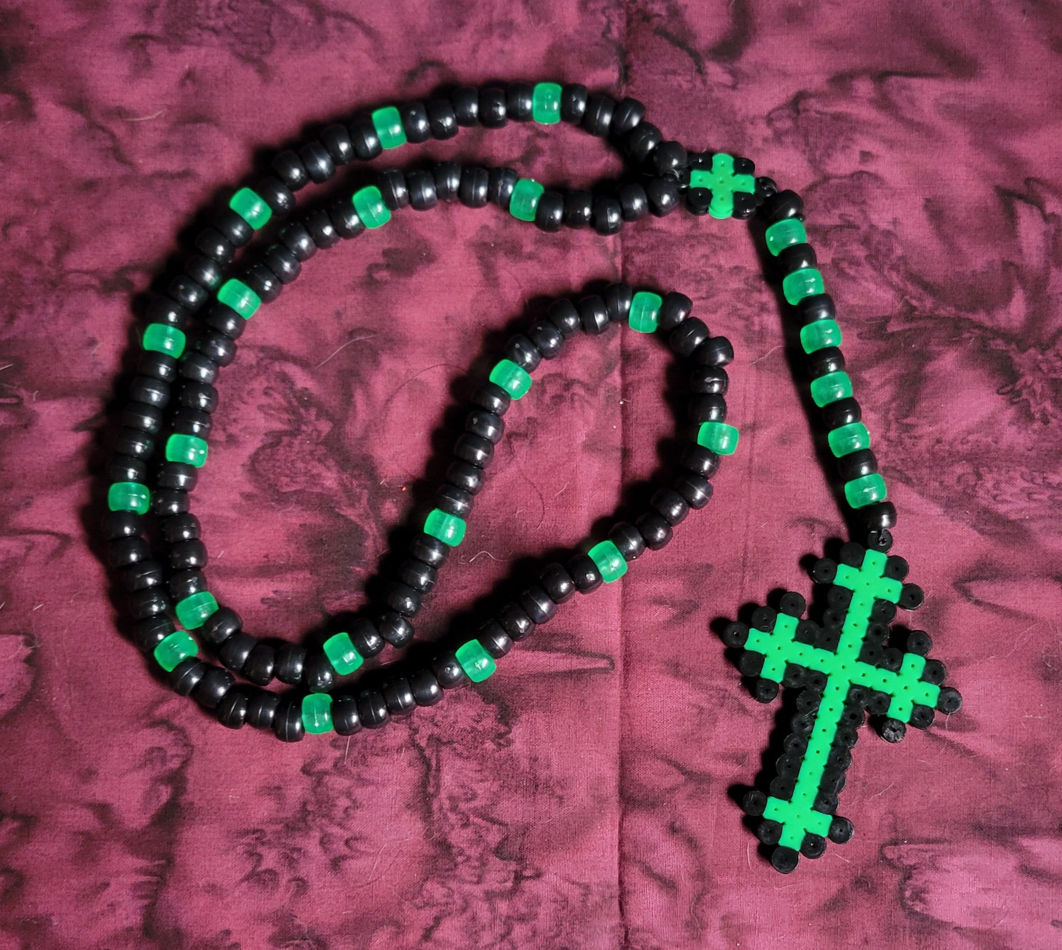 Kandi Cross Necklace/rosary *glow in the Dark* - Etsy