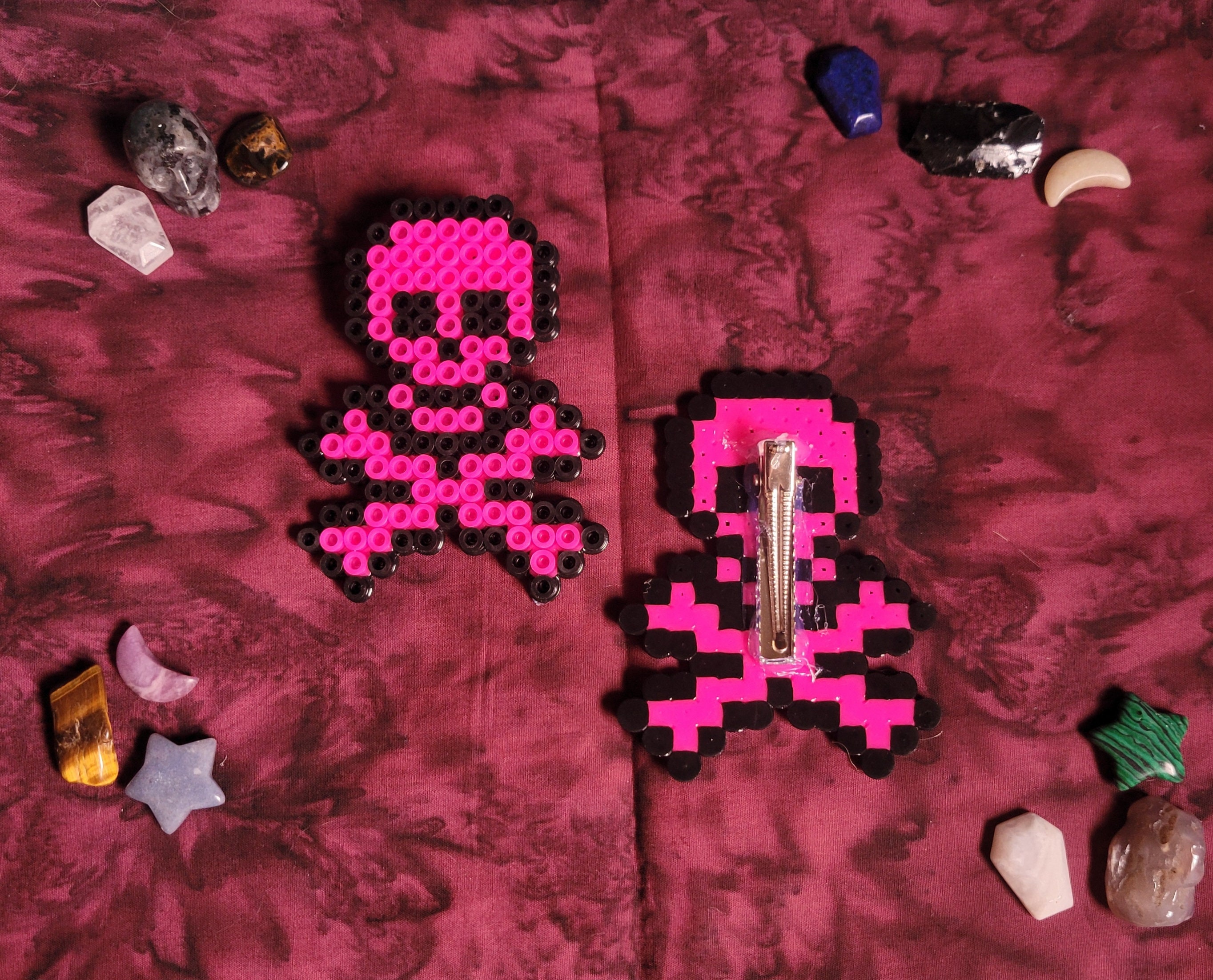 Skull and Cross Bones Perler Bead Hair Clip - Etsy