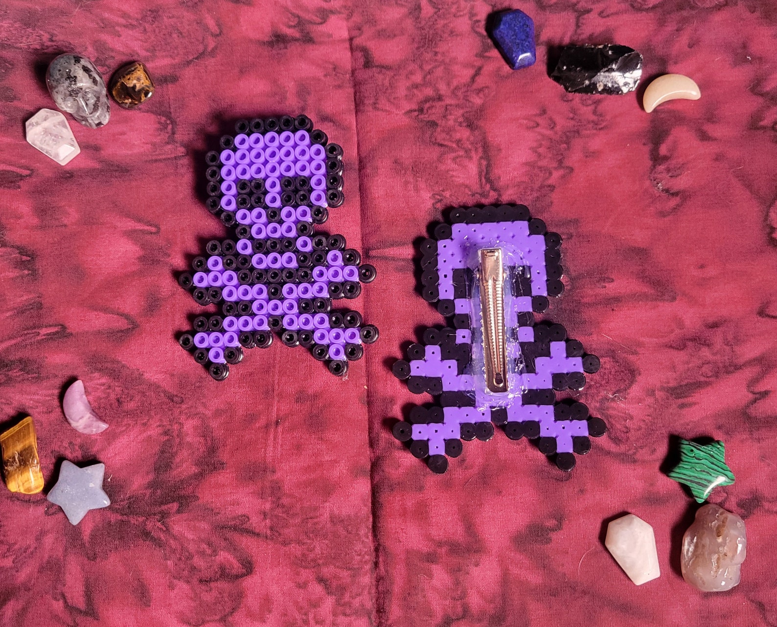 Skull and Cross Bones Perler Bead Hair Clip - Etsy