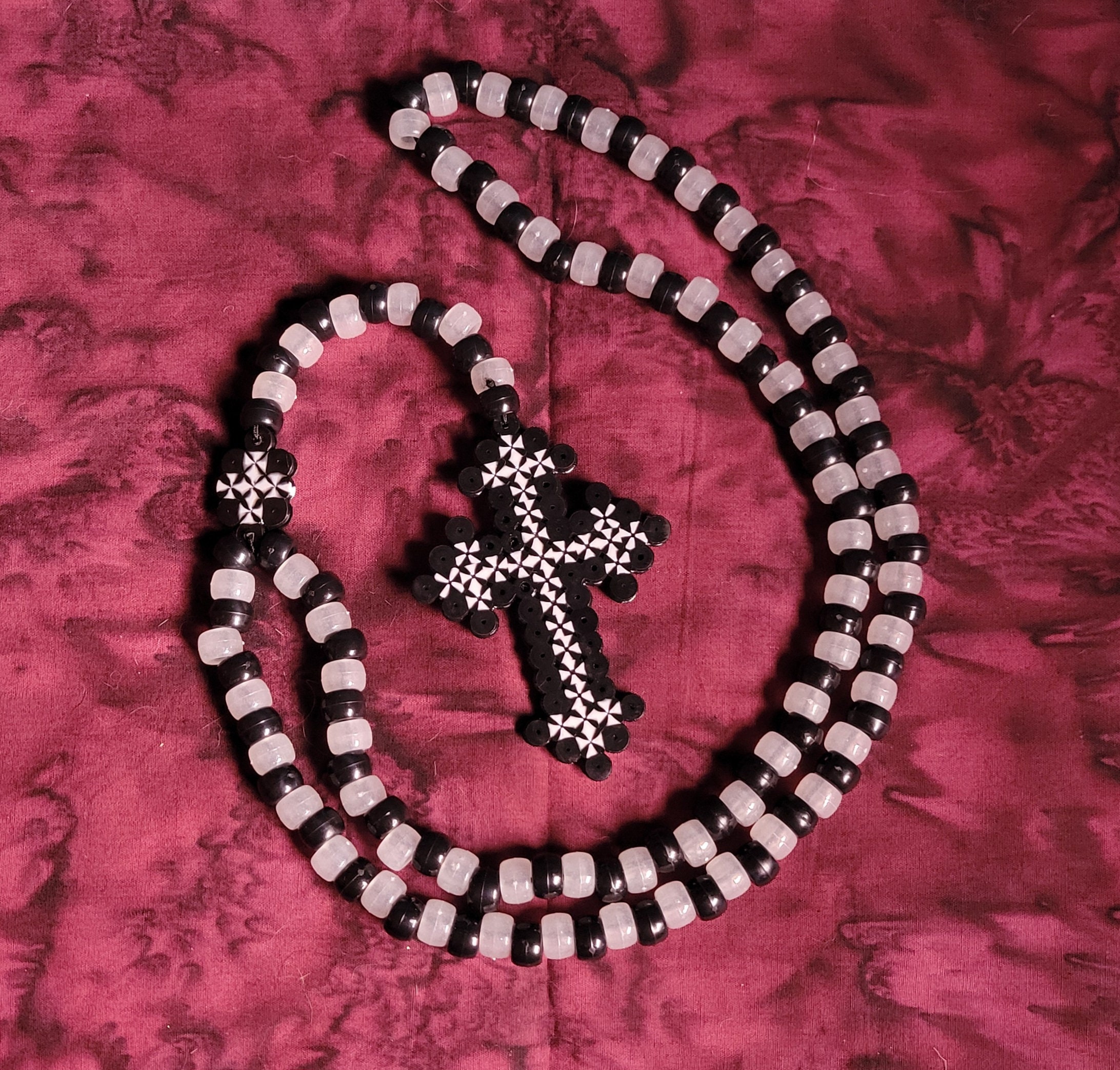 Kandi Cross Necklace/rosary *glow in the Dark* - Etsy