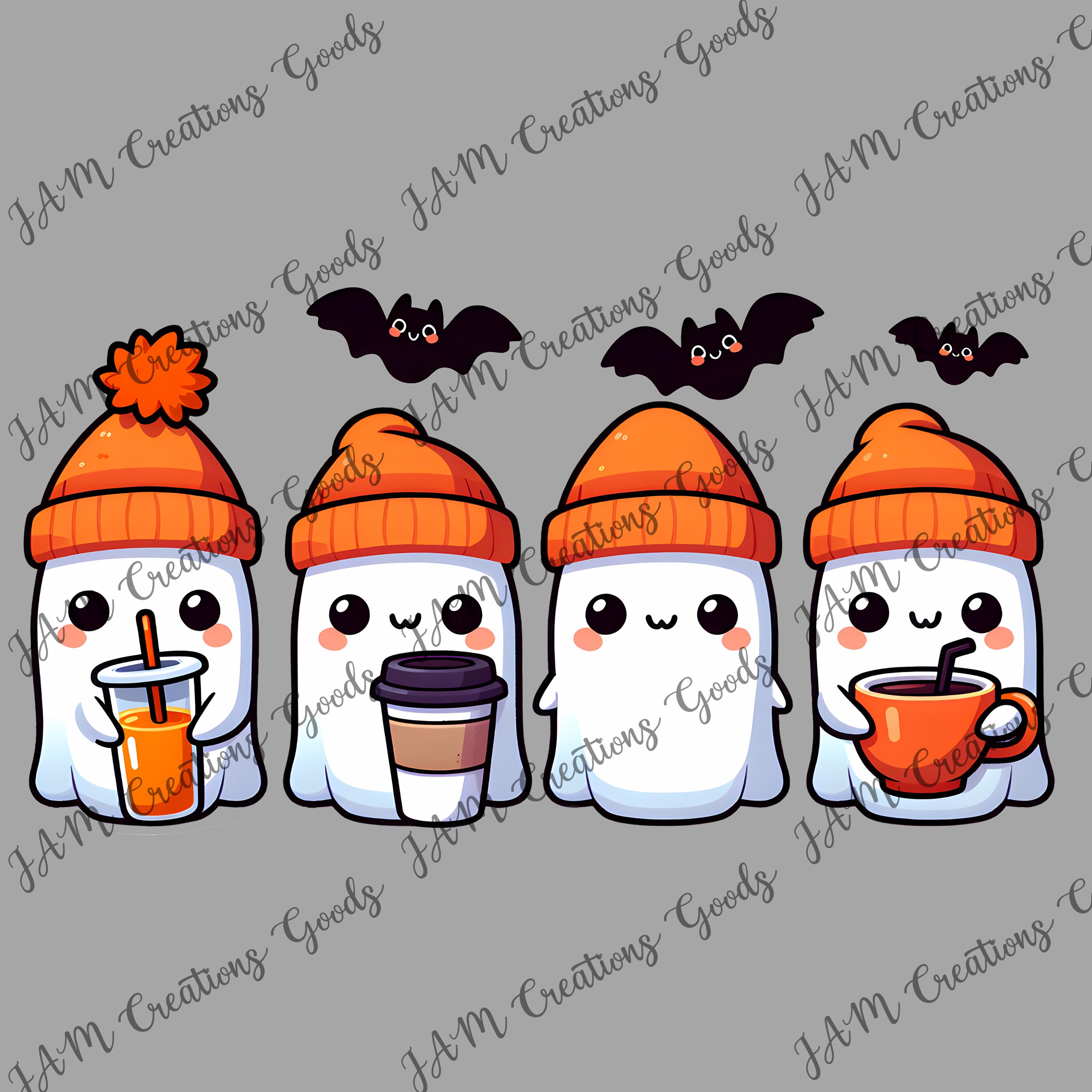 Cute Ghosts Coffee PNG - Etsy