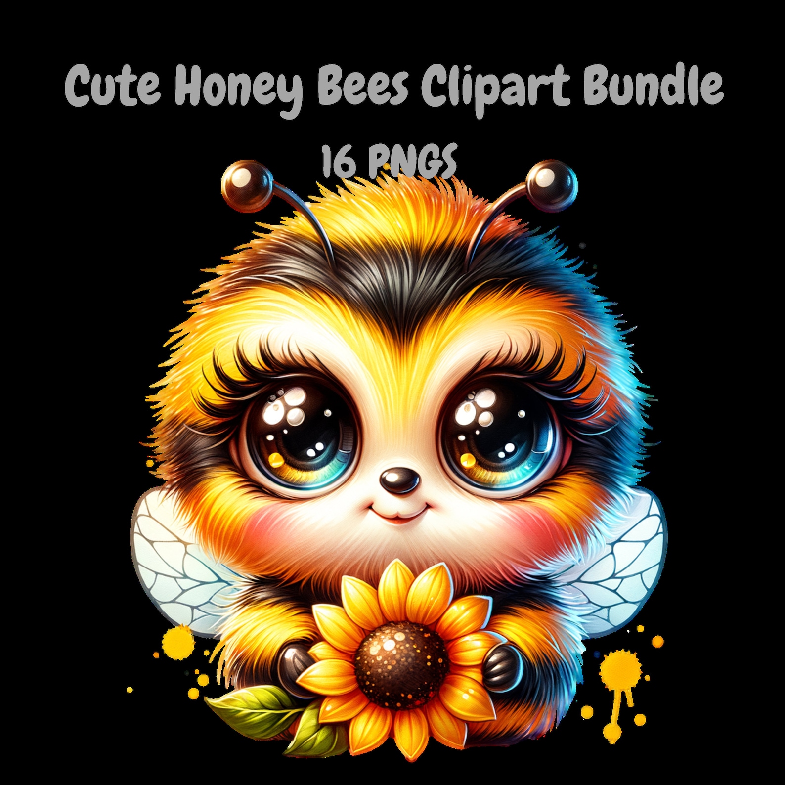 16 PNG Sweet Bees Clipart Bundle, Cute Bees Clipart Bundle, Cute Bees ...