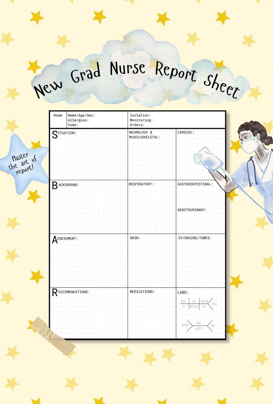 New Grad Nurse Report Sheet - Etsy