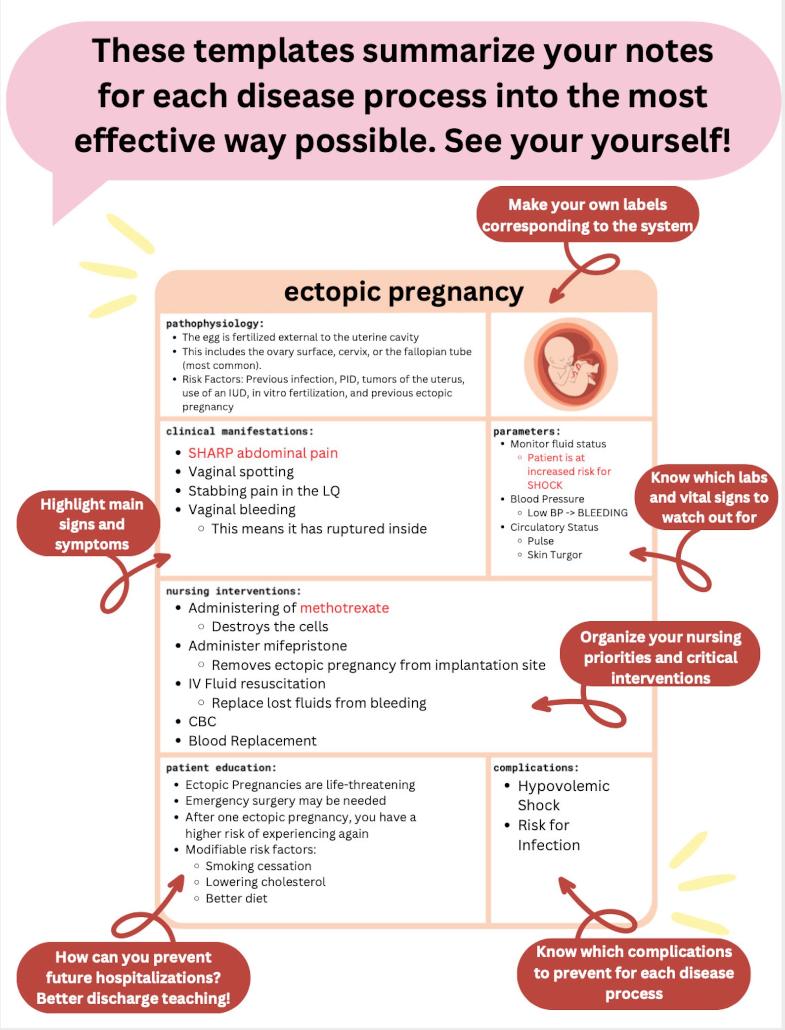 Nursing School Note-taking Template - Etsy