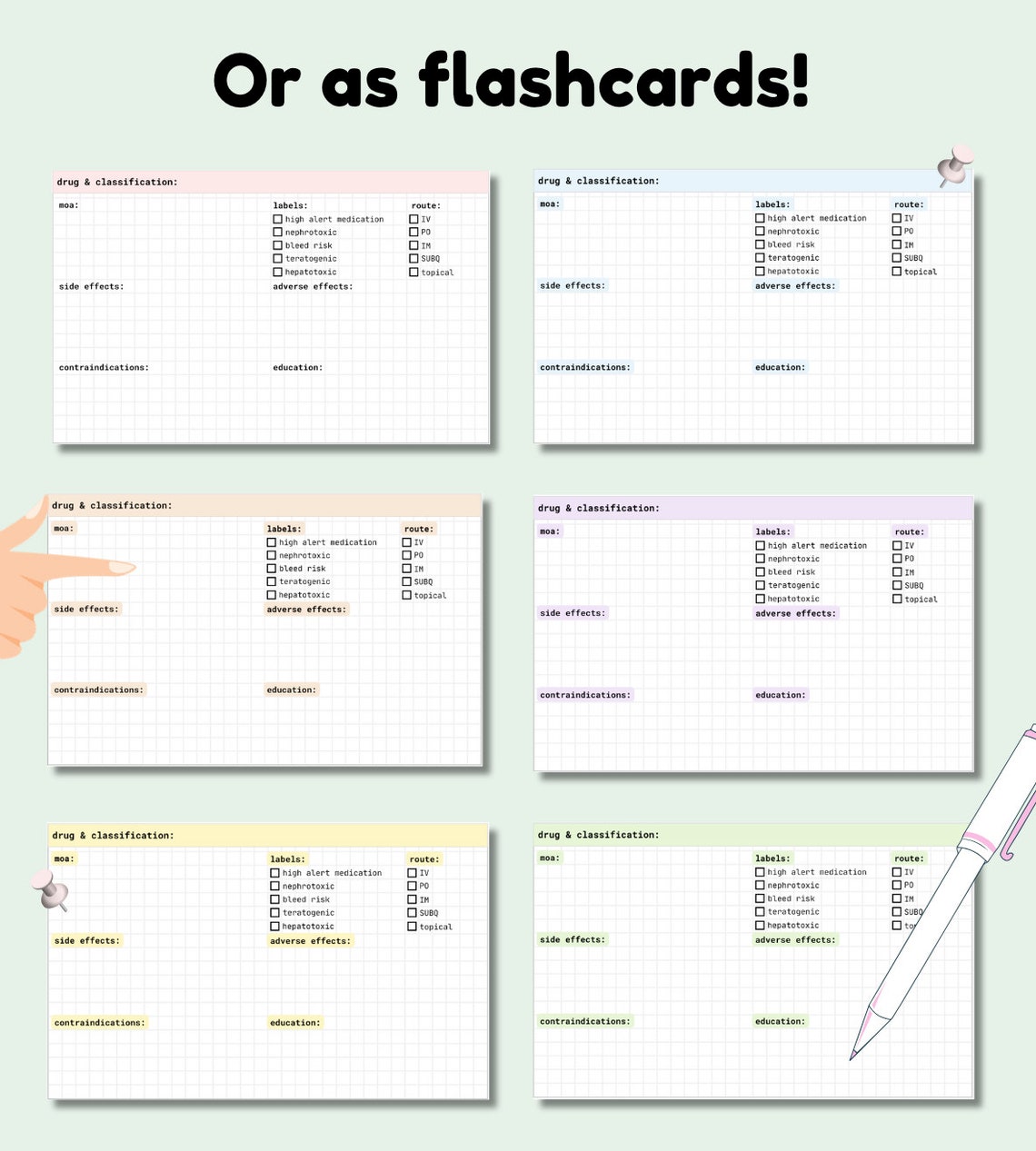 Pharmacology Flash Cards/sheet Templates | Make Pharm Easy! - Etsy