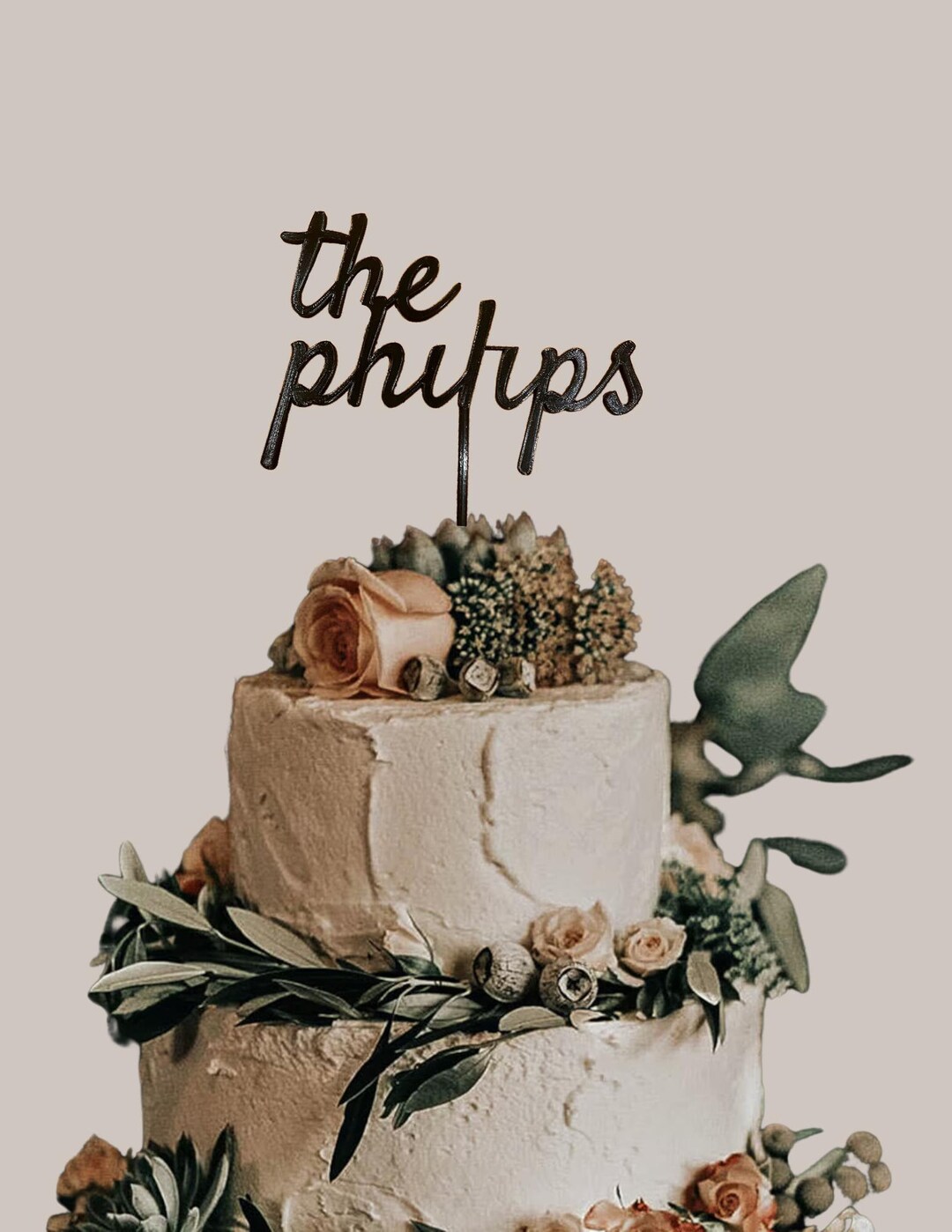 Custom/ Personalized Cake Topper- Rustic Cake Topper- Gold- Wedding ...