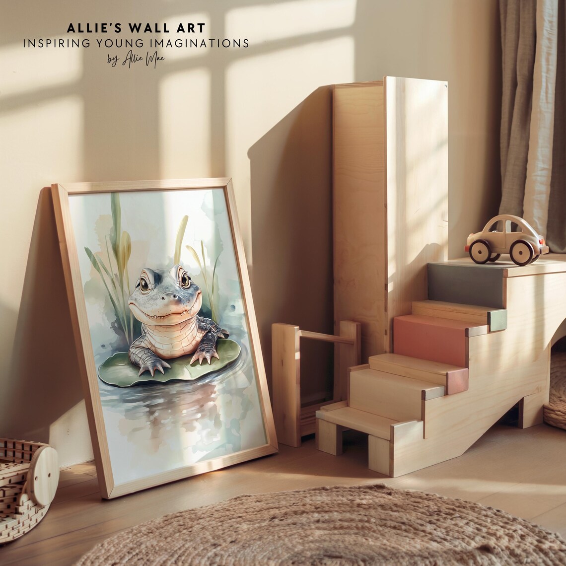Baby Alligator Watercolor Art - Swamp Animal Nursery Print - Kids Room ...