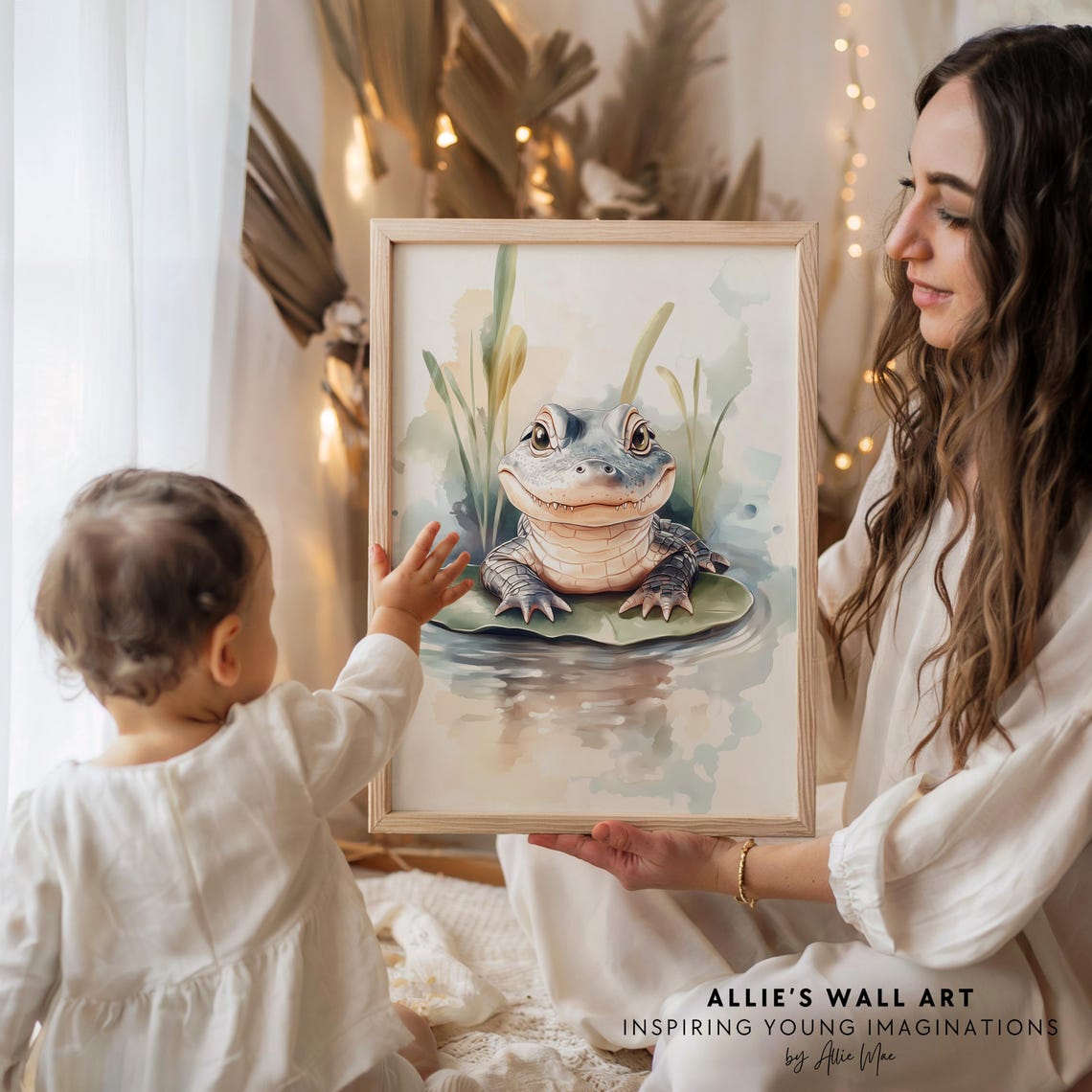 Baby Alligator Watercolor Art - Swamp Animal Nursery Print - Kids Room ...