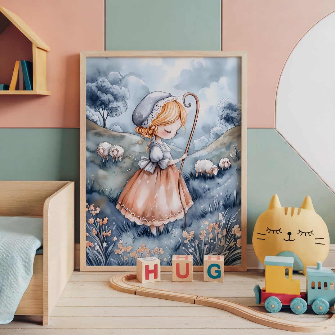 Little Bo Peep Nursery Rhyme Wall Art – Toddler Room Digital Download ...