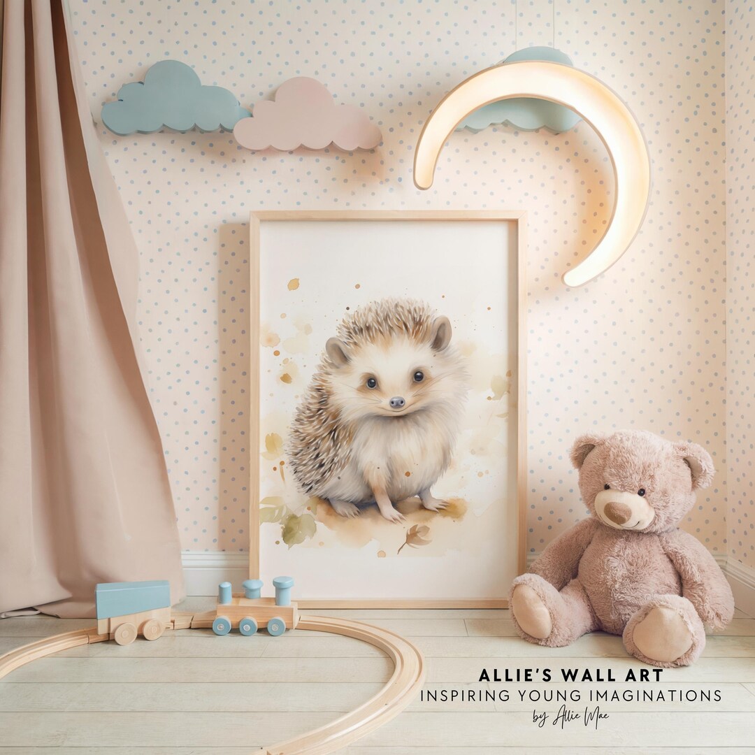 Adorable Baby Hedgehog Watercolor Art Print | Cute Gender Neutral ...