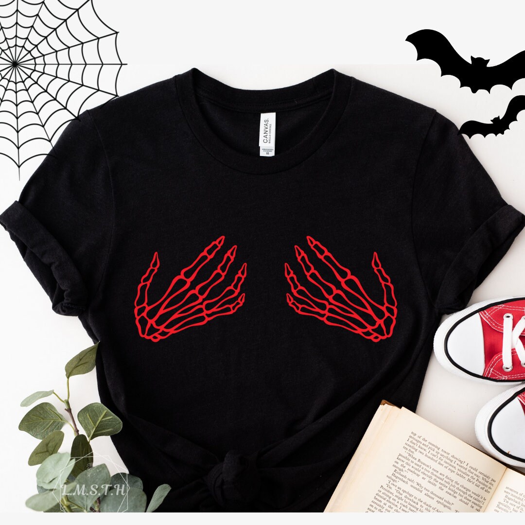 Skeleton Hands, Skeleton Hands Bra Shirt, Halloween Skeleton Shirt ...