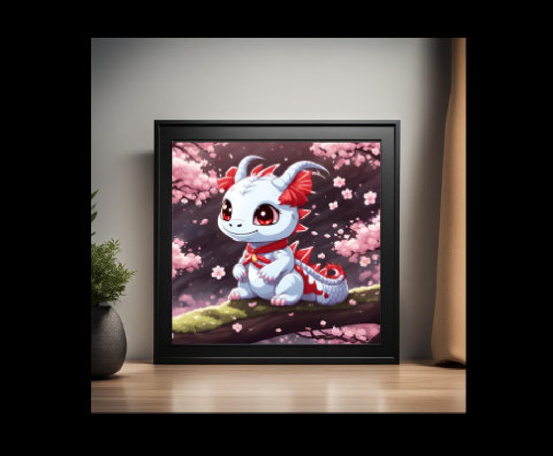 Japanese Dragon Chibi Digital Download Folklore Cherry Blossom Instant ...