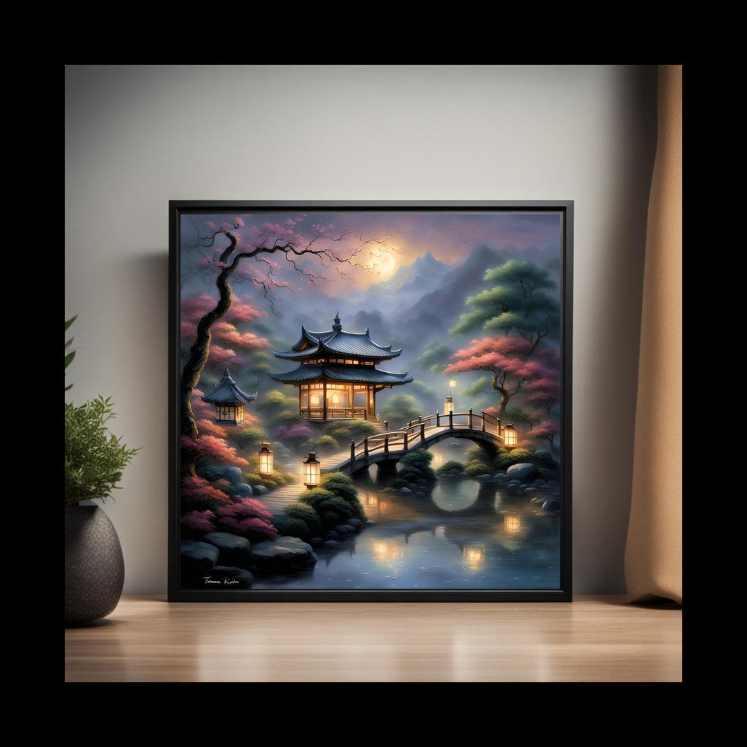 Japanese Garden Fantasy Digital Art, Mystical Shrine & Fairy Tale ...