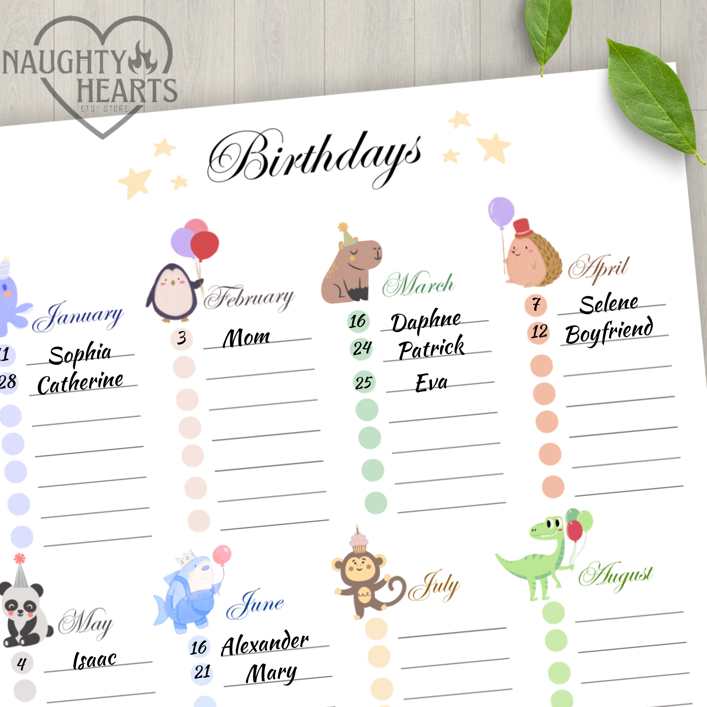 Birthday Tracker PDF, Printable Birthday Tracker Template, Printable ...