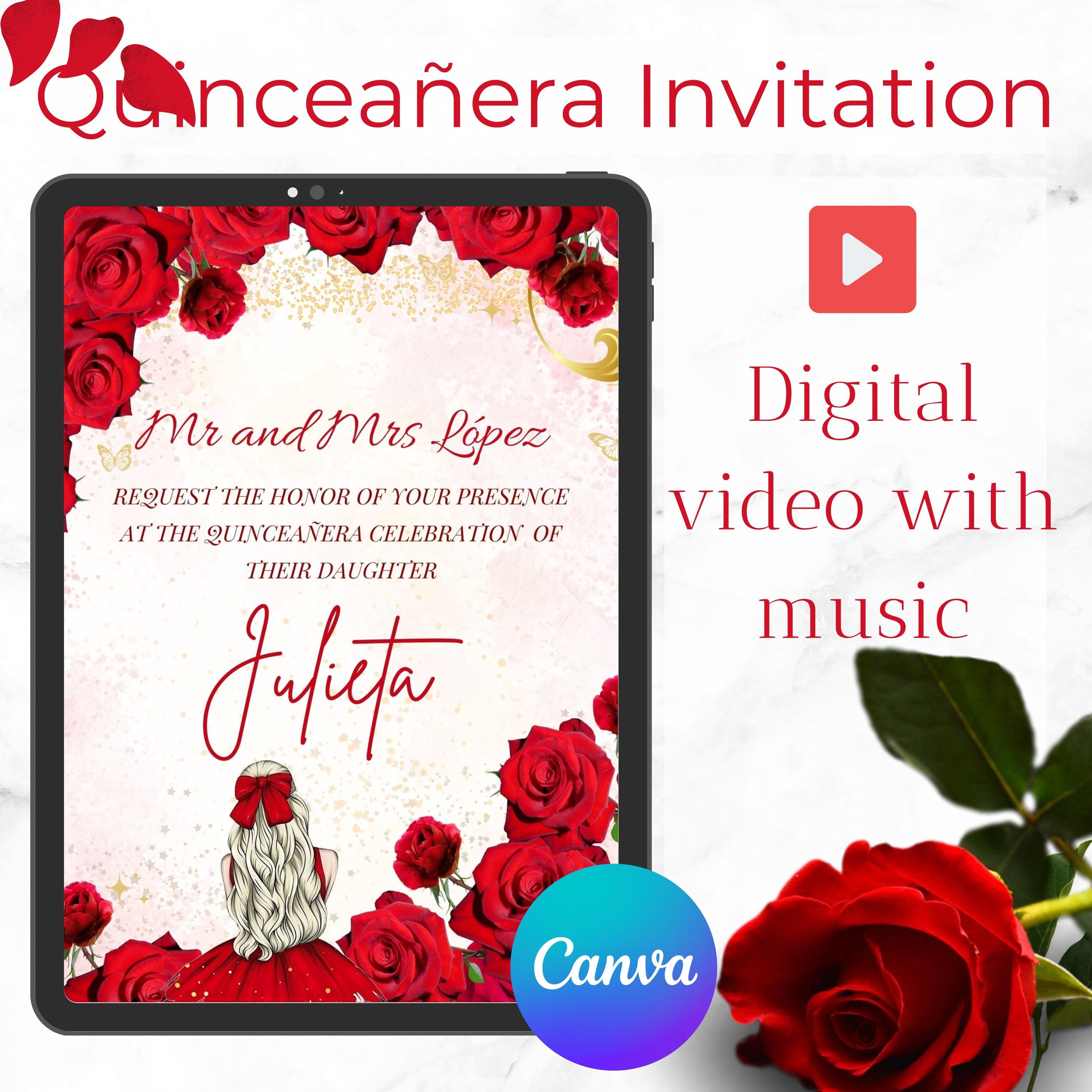 Quinceanera Invitation Digital, Quinceanera Invitation, Invitacion De ...
