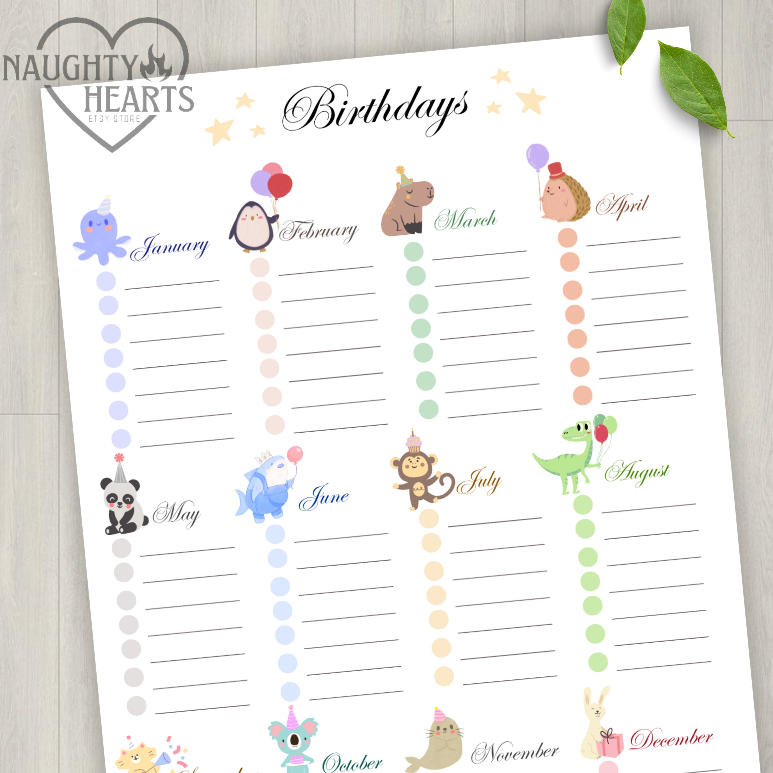 Birthday Tracker PDF, Printable Birthday Tracker Template, Printable ...