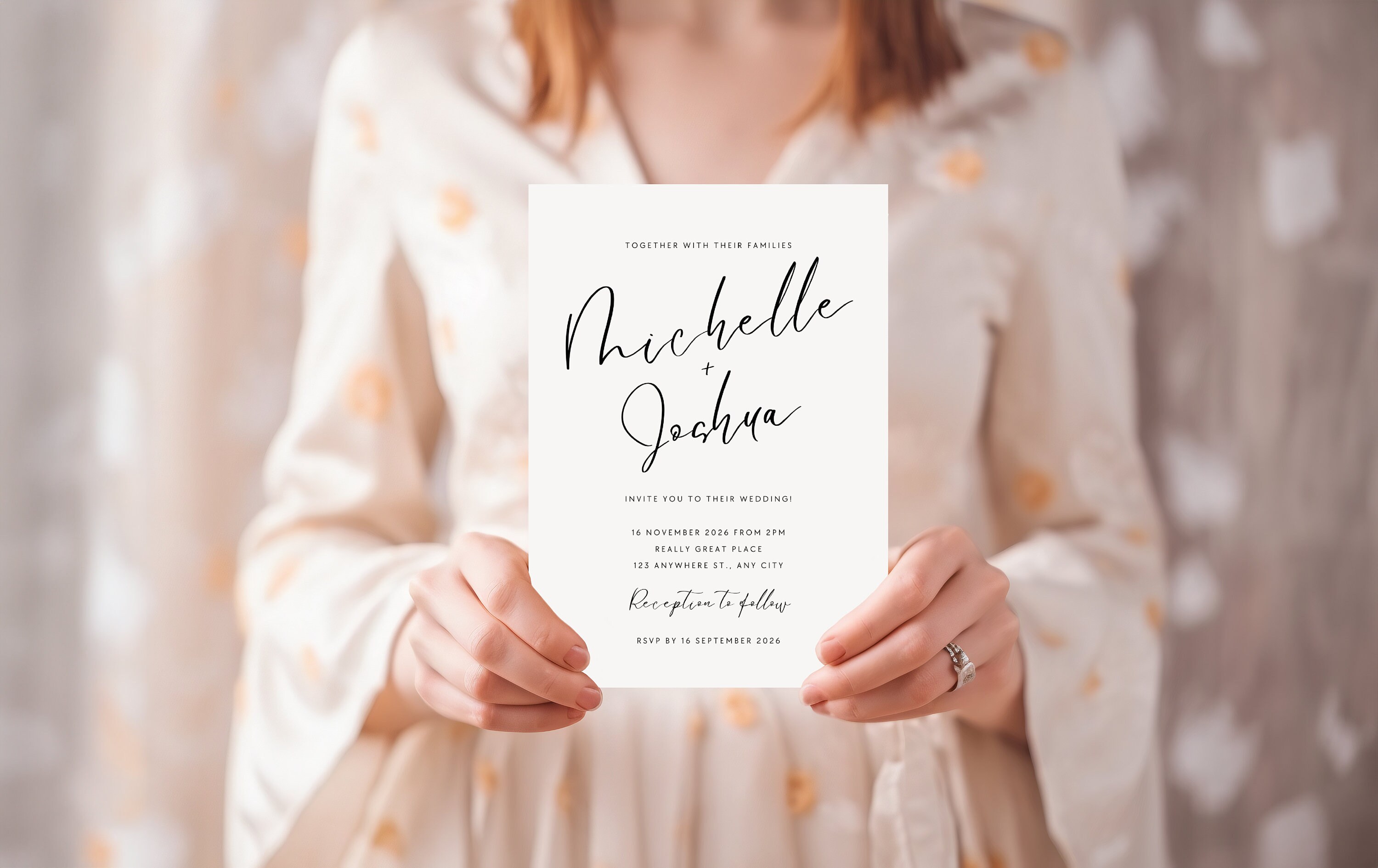 Simple Elegant Wedding Invitation Template, Wedding Program, Wedding ...