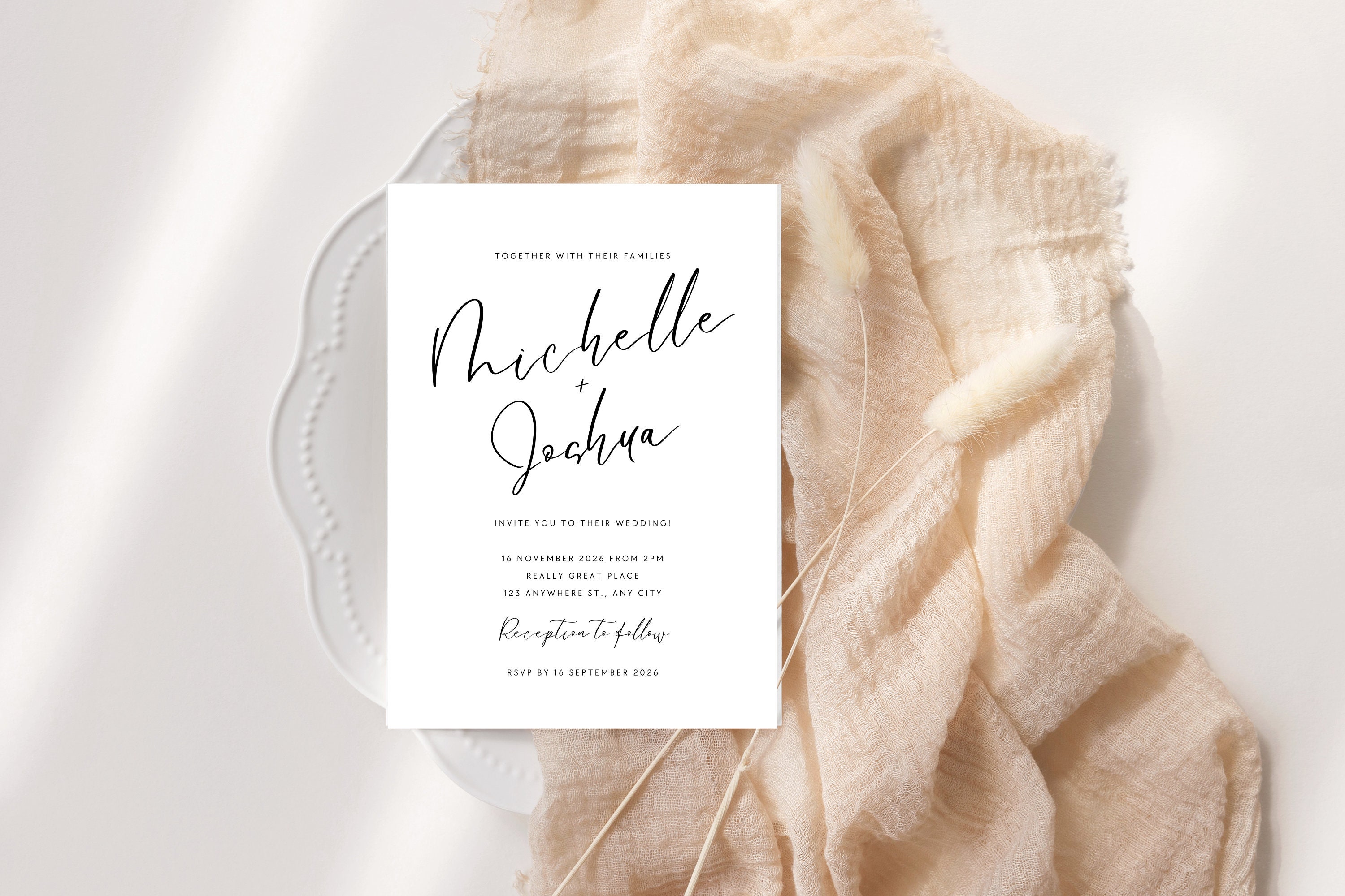Simple Elegant Wedding Invitation Template, Wedding Program, Wedding ...