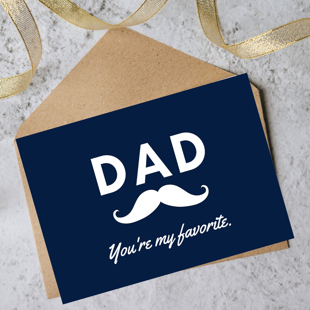 Blue Dad Moustache Card | Happy Father's Day | Greeting Card | Gift for ...