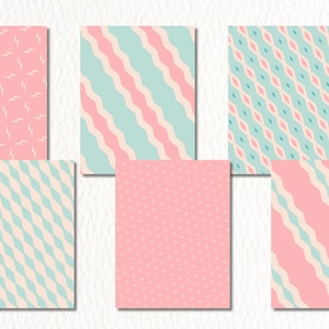 Pastel Scrapbook Paper: Pink & Aqua Geometric Patterns (digital ...
