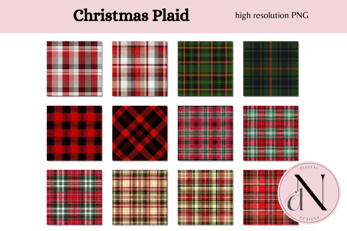Christmas Plaid Digital Paper: Tartan Scrapbooking (digital Download ...