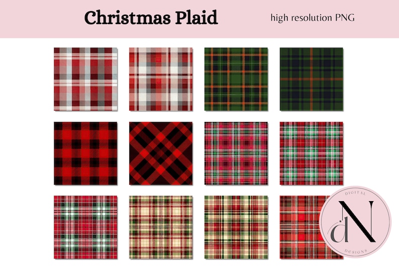 Christmas Plaid Digital Paper: Tartan Scrapbooking (digital Download ...