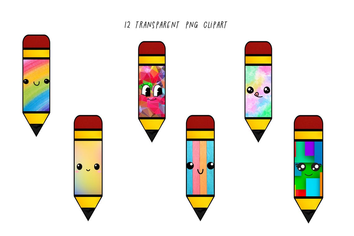 Cute Kawaii Pencil Clipart - School Clipart - Digital Art for Teachers ...