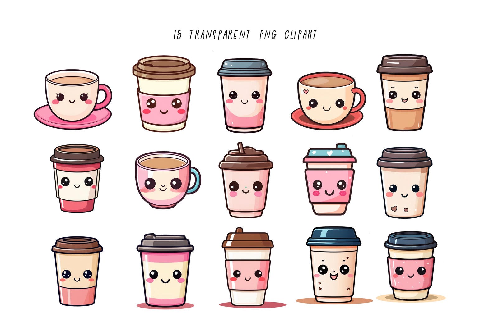 Commercial Use | Coffee Cup Png | Kawaii Cute Clipart | Coffee PNG ...