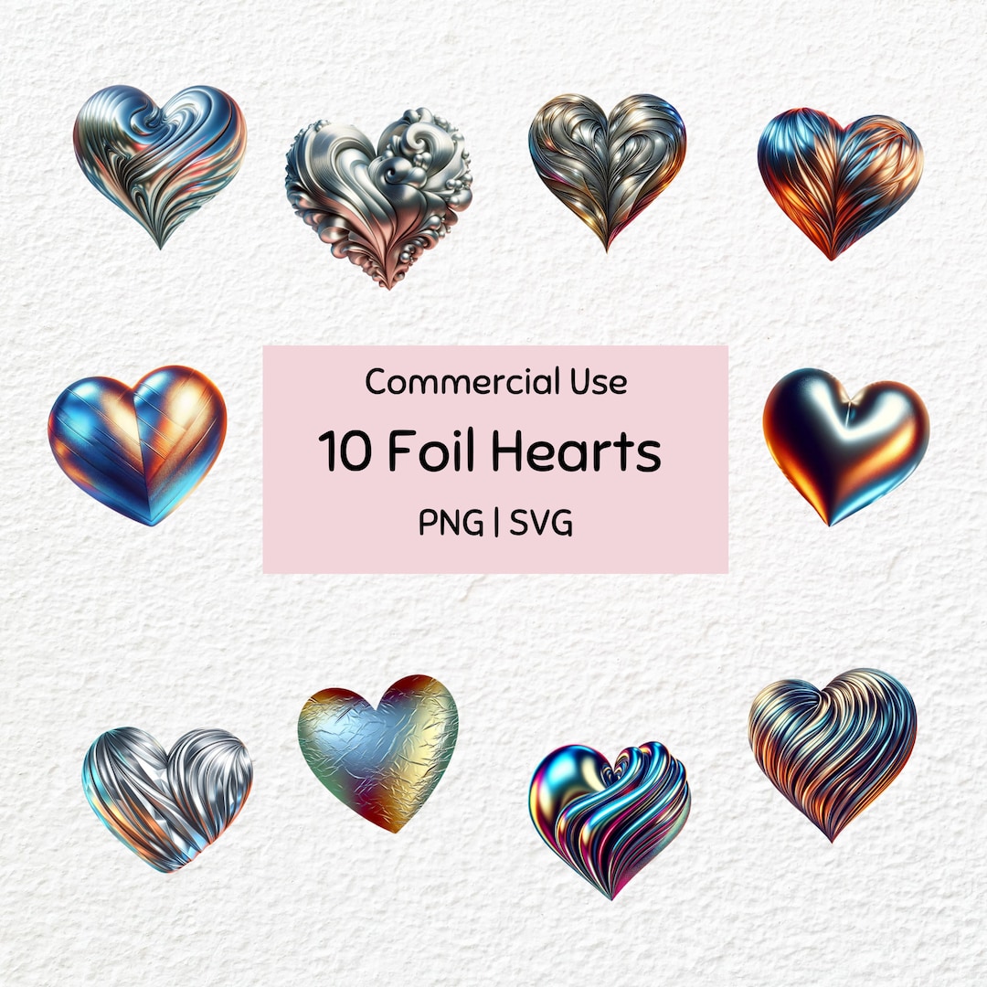 Foil Heart Clipart | PNG | SVG - Etsy