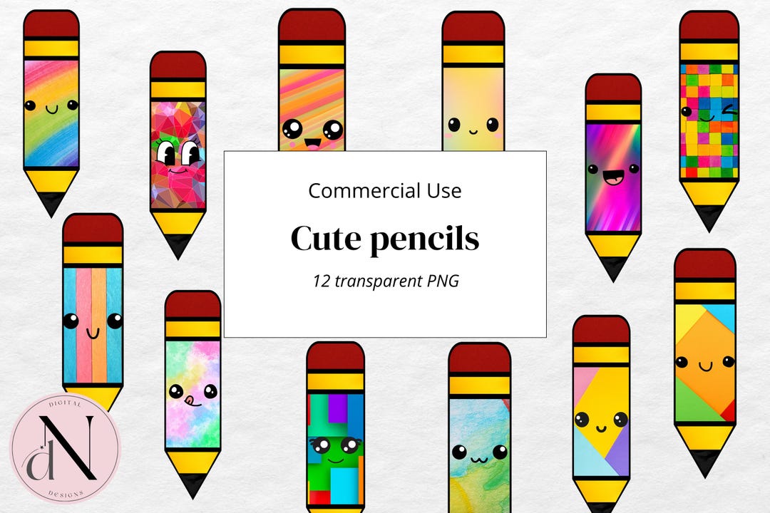 Cute Kawaii Pencil Clipart - School Clipart - Digital Art for Teachers ...