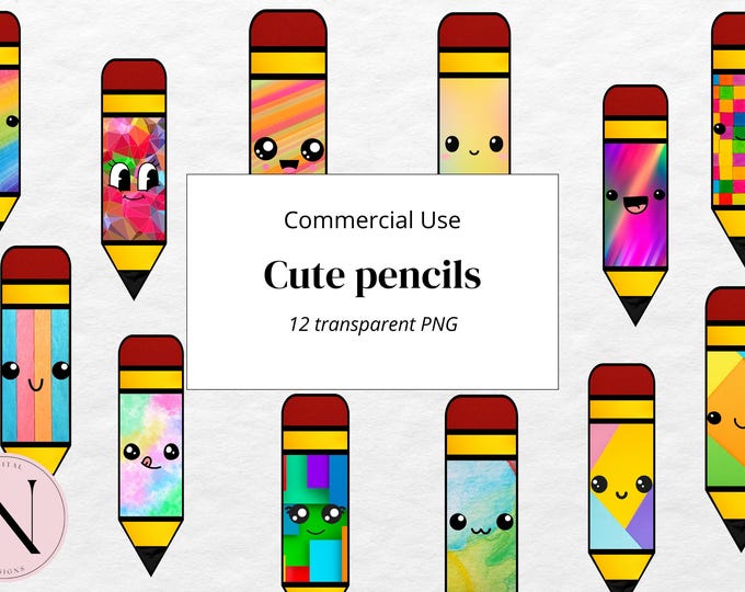 Cute Kawaii Pencil Clipart - School Clipart - Digital Art for Teachers ...