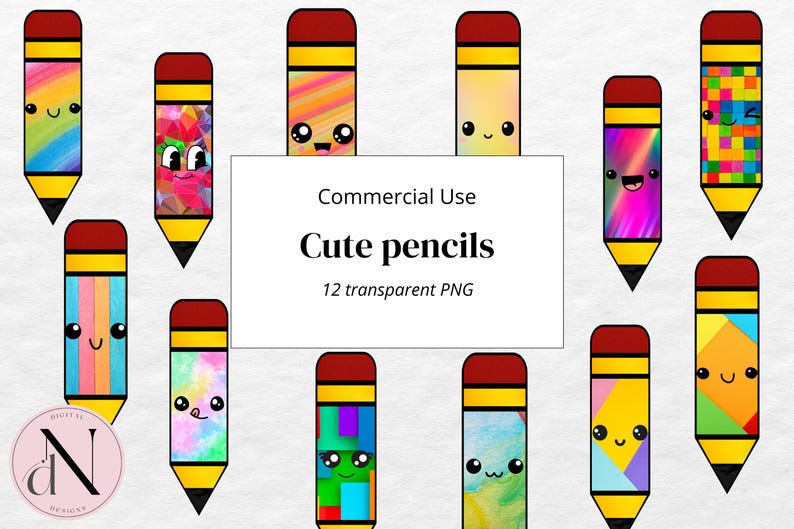 Cute Kawaii Pencil Clipart - School Clipart - Digital Art for Teachers ...