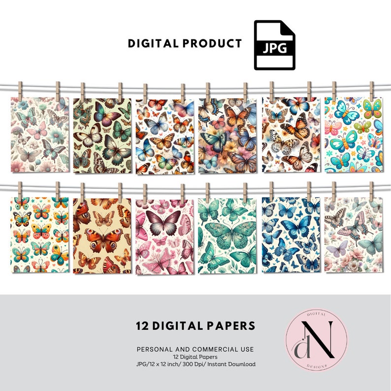 Butterfly Themed Digital Papers - Etsy