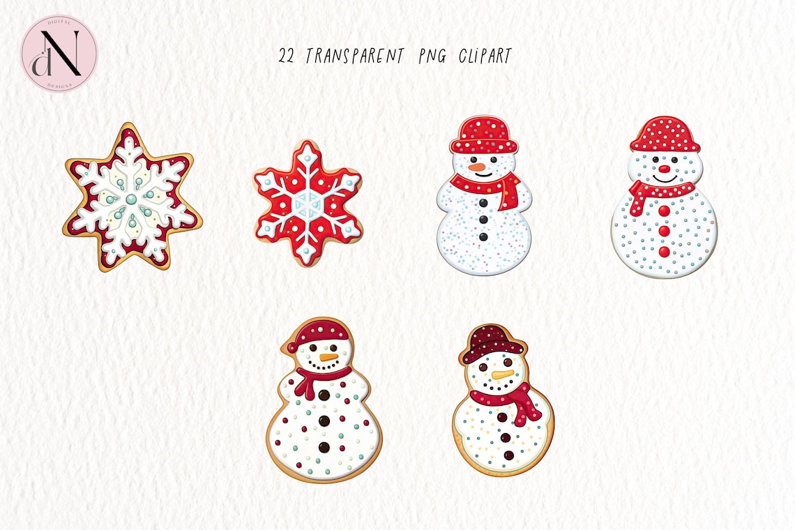 Christmas Cookies Clipart: Frosted Holiday PNG (digital Download) - Etsy