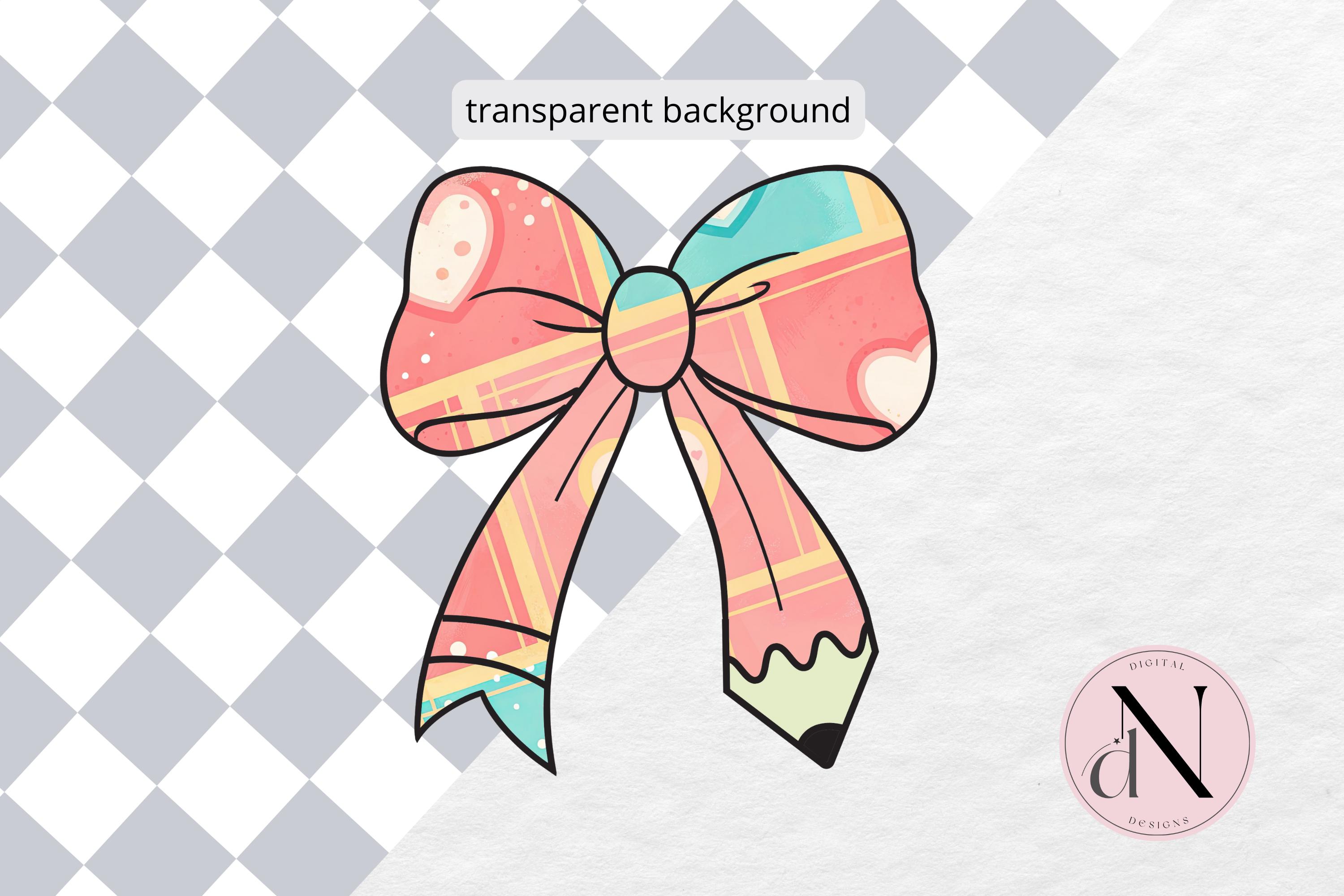 Pencil Bow Clipart: Whimsical Teacher Appreciation PNG Graphics ...