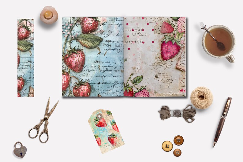 Strawberry Junk Journal Kit, Printable Junk Journal, Digital Strawberry ...