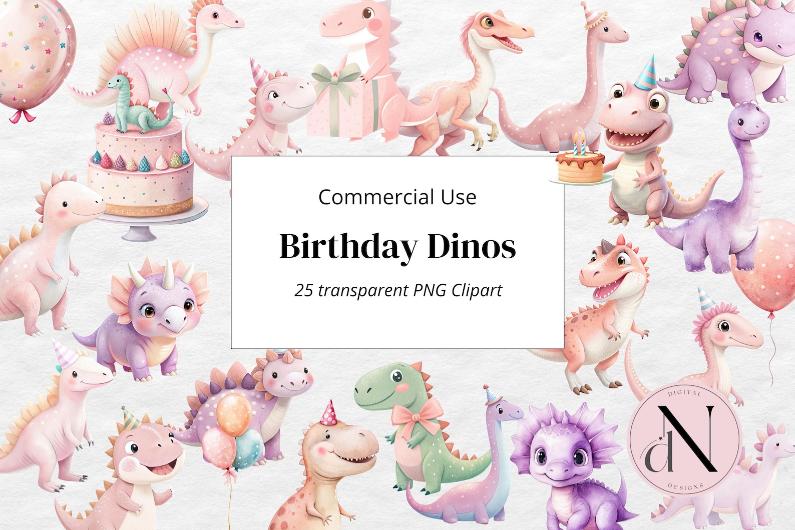 Dinosaur Birthday Party Decor | Dino Party | Cute Dino Clip Art ...