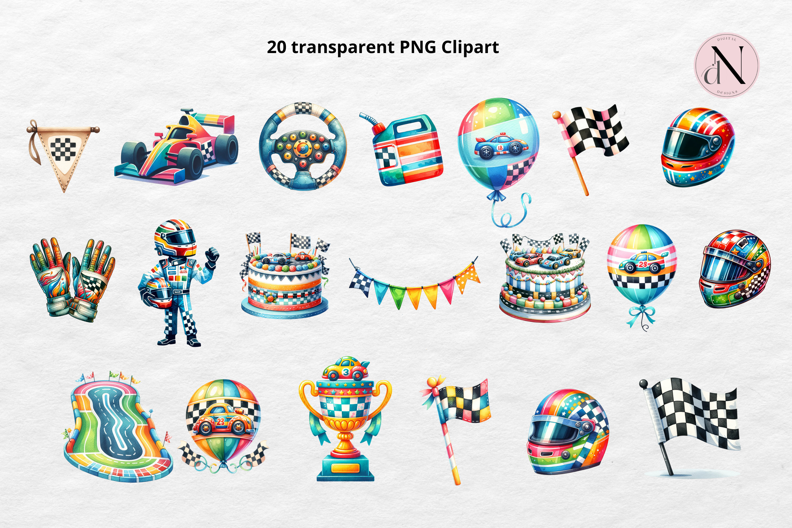 Race Car Clipart, Race Car Birthday Clipart, Kids Invitation Clipart ...