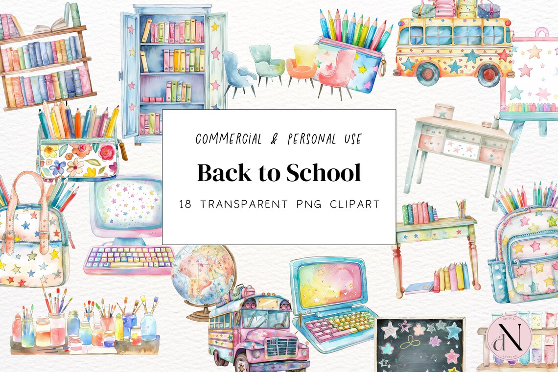 Clipart School Supplies Back to School Clip Art Classroom Clipart Cute ...