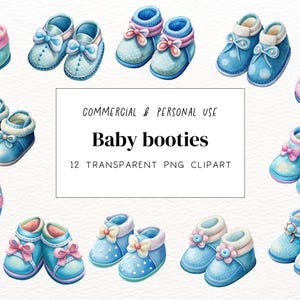 Baby Booties Clipart, Baby Shoes Clipart, Baby Booties PNG, Watercolor ...