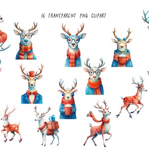 Quirky Reindeer Clipart Bundle - Funny Christmas Art - Digital Download ...