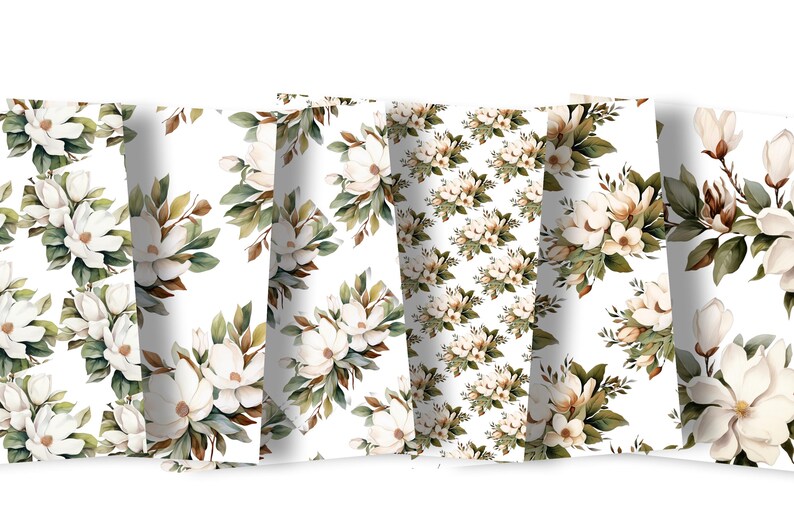 Magnolia Patterns | Junk Journal |magnolias Digital Paper| Digital ...