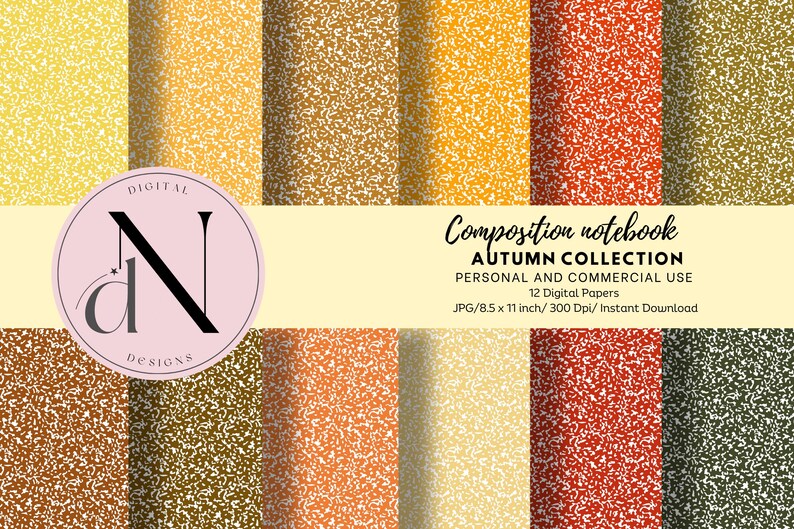 Composition Notebook Digital Paper, Composition Book Cover, Back to ...