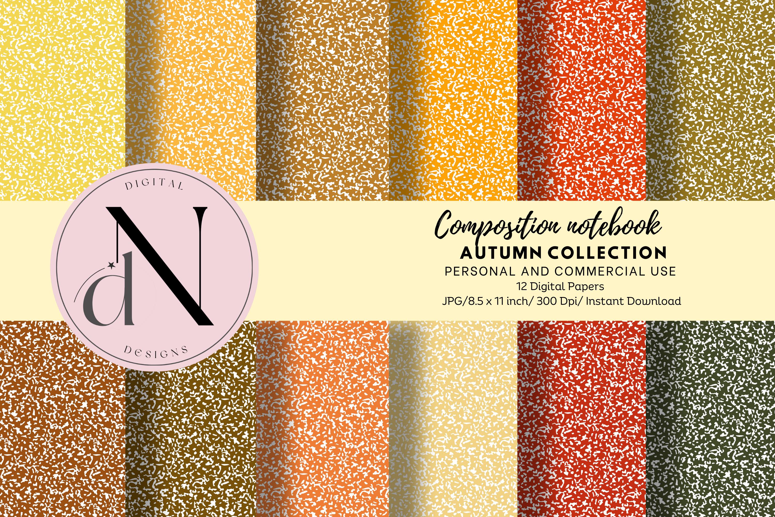 Composition Notebook Digital Paper, Composition Book Cover, Back to ...