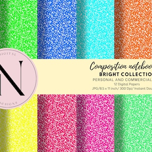 Composition Notebook Digital Paper, Composition Book Cover, Back to ...