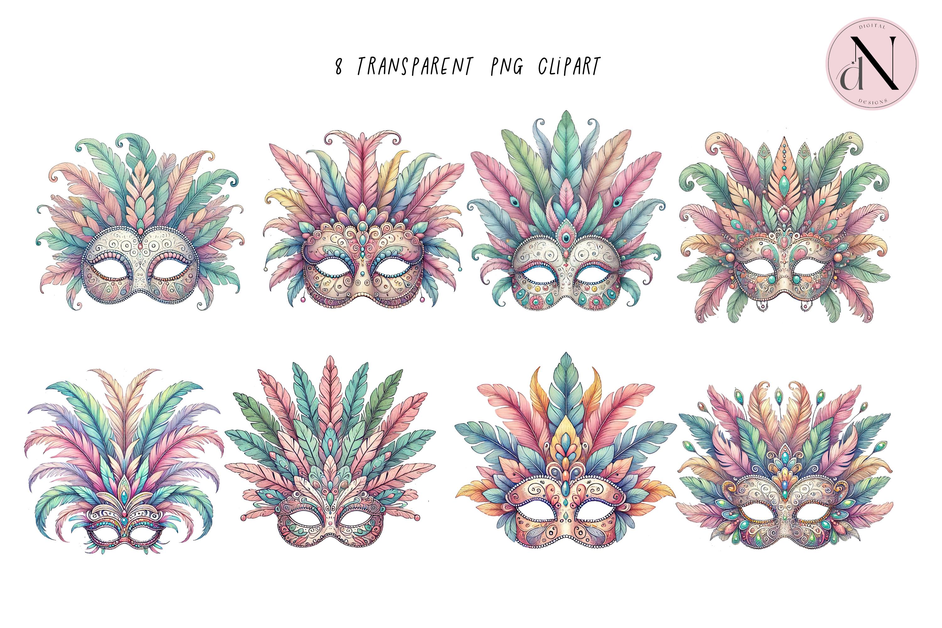 Carnival Mask Clipart, Mardi Gras Clipart, Digital Clipart, Venetian ...